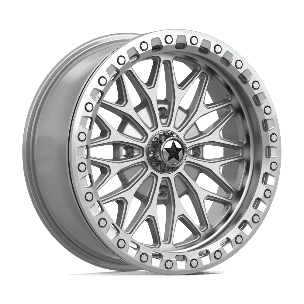 18X7 MSA Offroad Wheels MA53 BOLO UTV BEADLOCK GLOSS SILVER W/ MACHINE ...